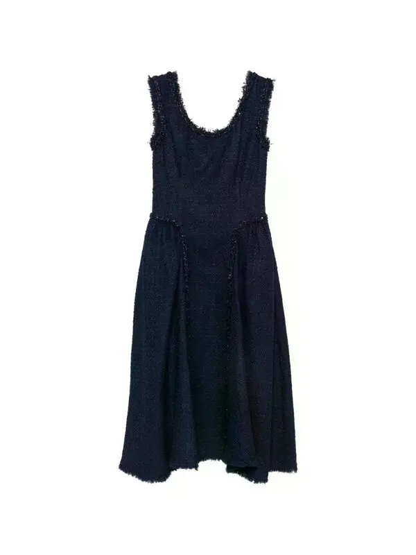 SELF-PORTRAIT Bouclé Midi Dress - Blue
