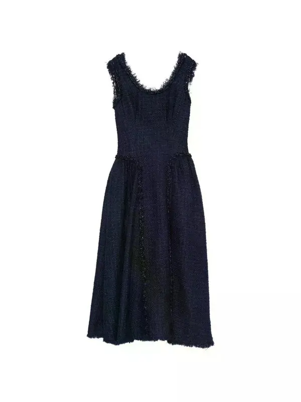 SELF-PORTRAIT Bouclé Midi Dress - Blue