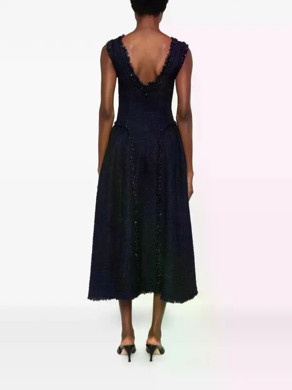 SELF-PORTRAIT Bouclé Midi Dress - Blue
