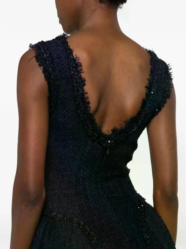 SELF-PORTRAIT Bouclé Midi Dress - Blue