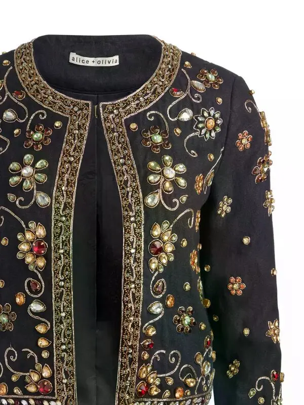 Alice + Olivia Crystal Embellished Embroidered Jacket