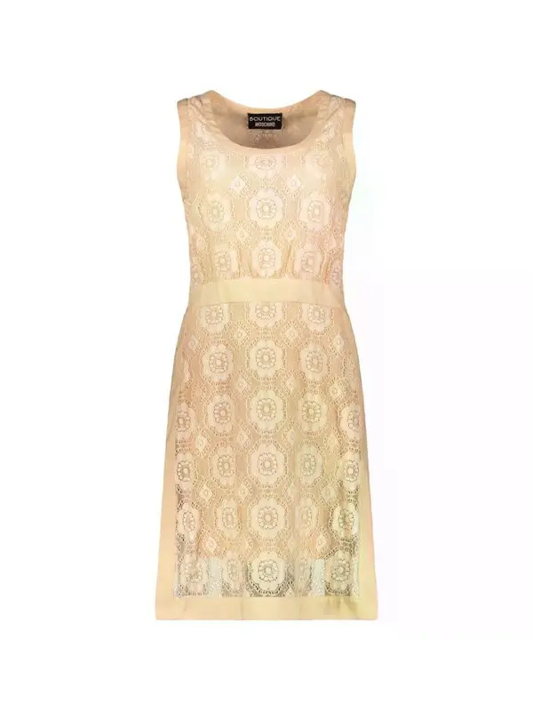 Moschino Lace Overlay Sleeveless Mini Dress - Neutrals