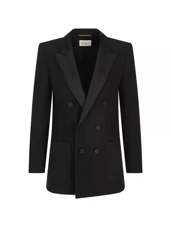 Saint Laurent Grain De Poudre Double-breasted Jacket - Black