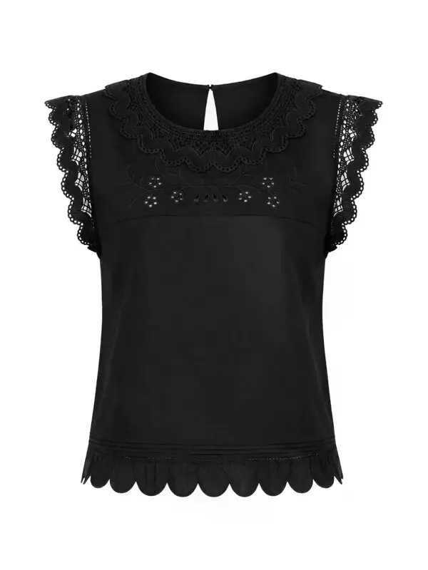 THE GARMENT Kirsten Broderie Anglaise Blouse - Black