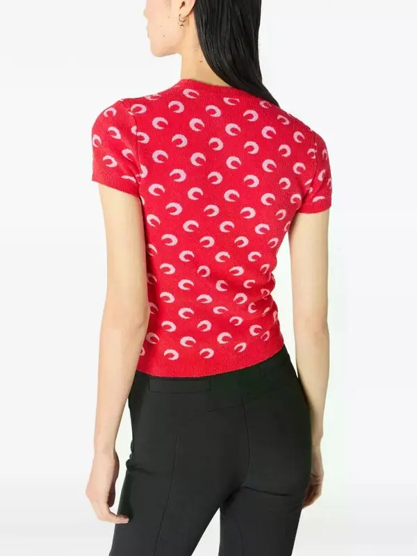 MARINE SERRE Moon Jacquard Bouclette Crewneck T-shirt - Red
