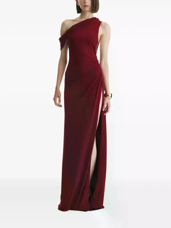 2310 STUDIO One-shoulder Draped Maxi Dress - Red