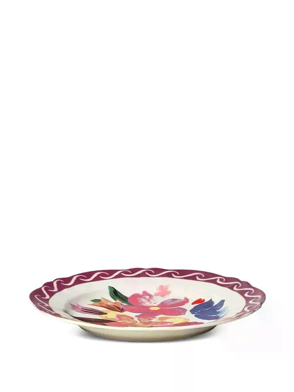 BITOSSI HOME Floral-print Scalloped-edge Plates - White