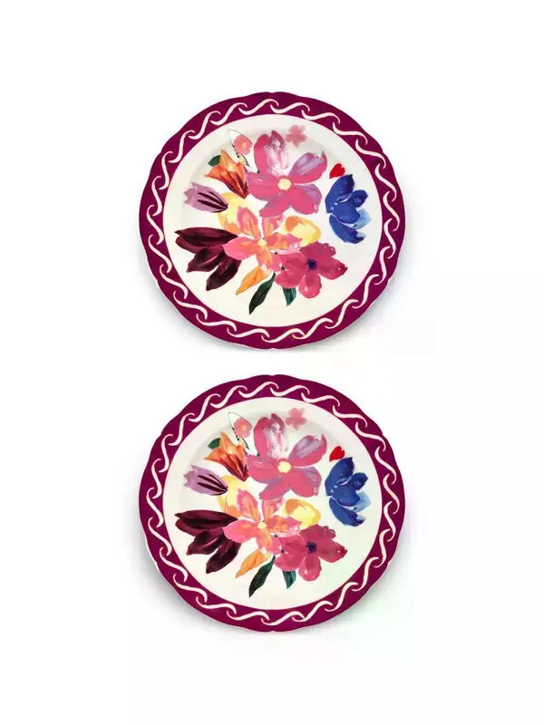 BITOSSI HOME Floral-print Scalloped-edge Plates