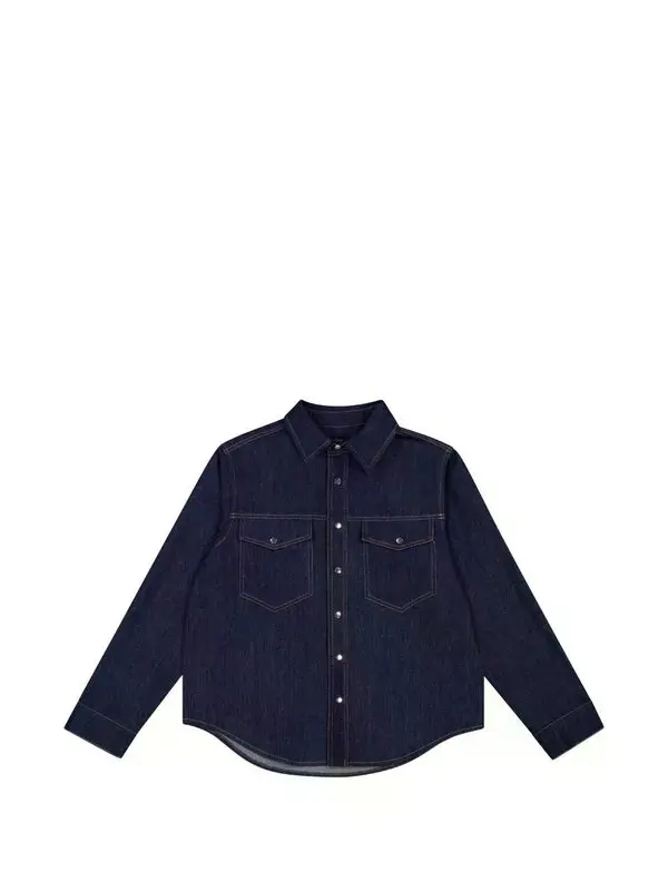 ANAII Indigo Denim Shirt With Contrast Topstitching - Blue