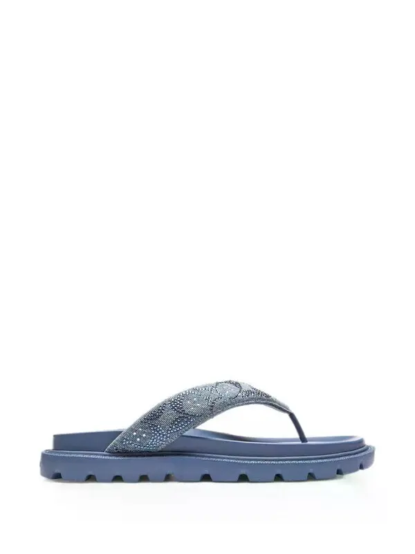 COACH Crystal Embellished Logo Flip Flops - Blue