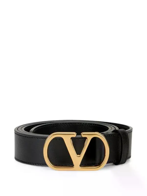 Valentino Garavani Vlogo Signature Leather Belt - Black