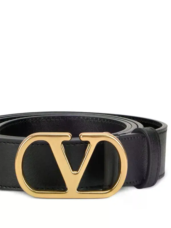 Valentino Garavani Vlogo Signature Leather Belt - Black