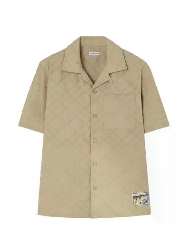 Burberry Relaxed-fit Check Embroidered Cotton Shirt - Neutrals