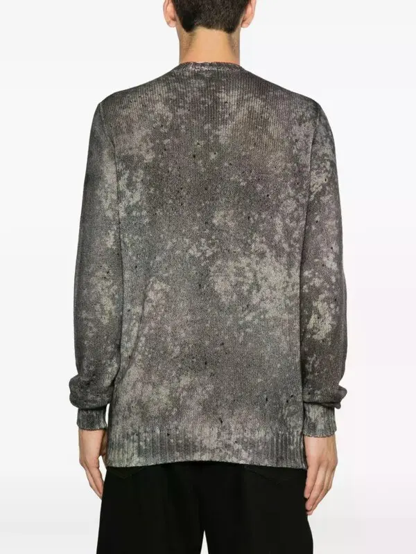 Avant Toi Ribbed Knit Distressed Crew Neck Sweater