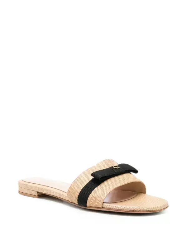 GIANVITO ROSSI Woven Slides With Bow Detail