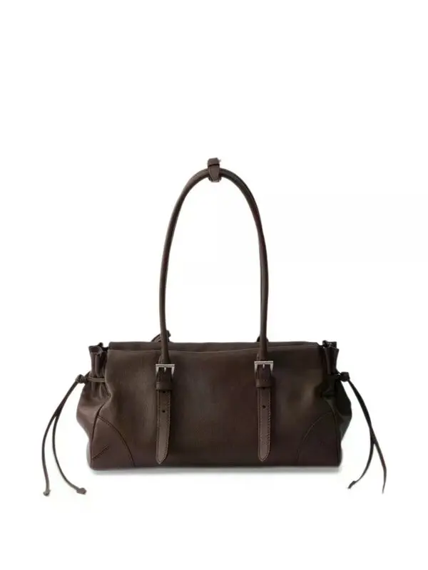 Prada Buckle-detail Leather Tote Bag - Brown