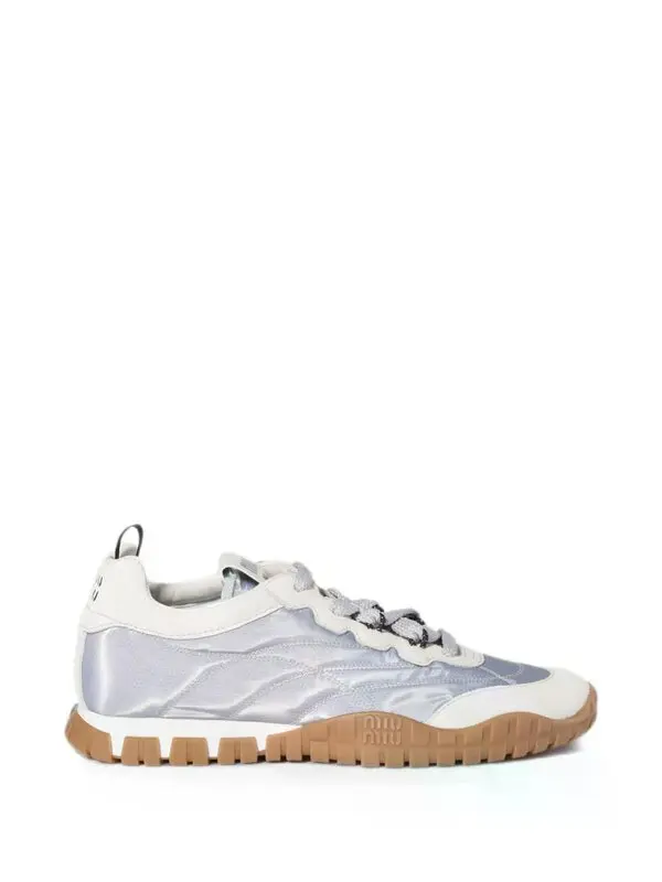 Miu Miu Tyre Technical Fabric And Suede Sneakers - Grey