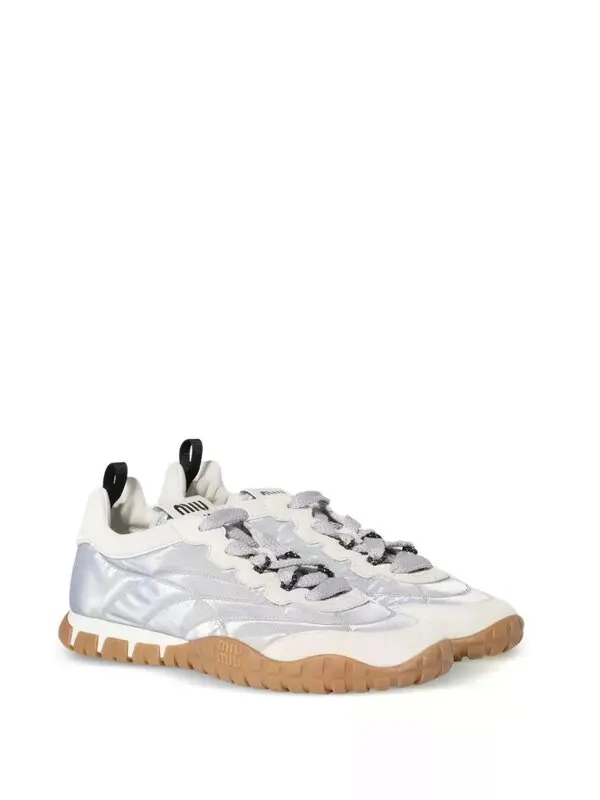 Miu Miu Tyre Technical Fabric And Suede Sneakers - Grey