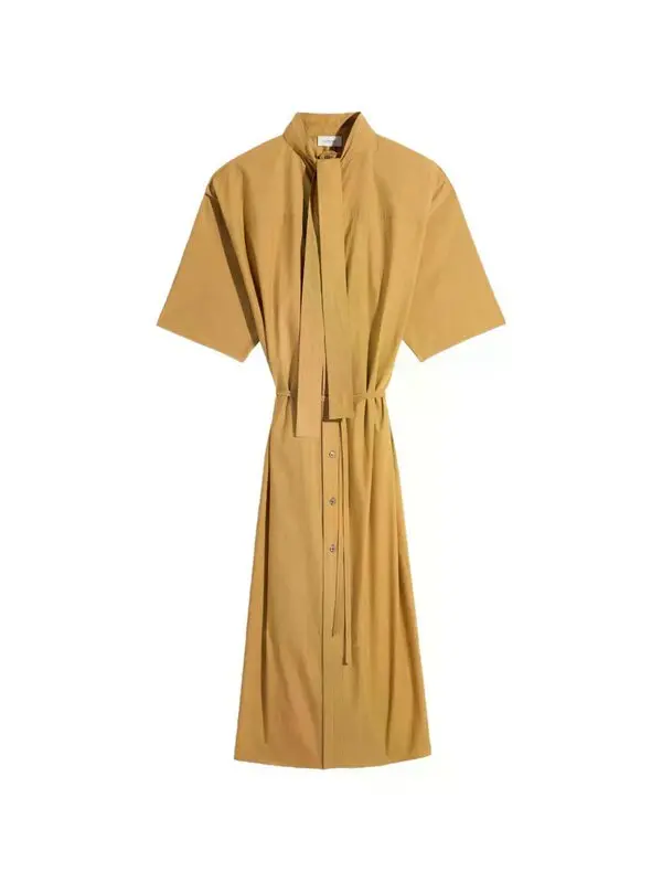 LEMAIRE Short-sleeve Belted Midi Dress - Neutrals