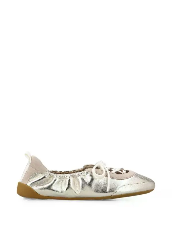 Chloé Metallic Lace-up Ballet Flats - Gold