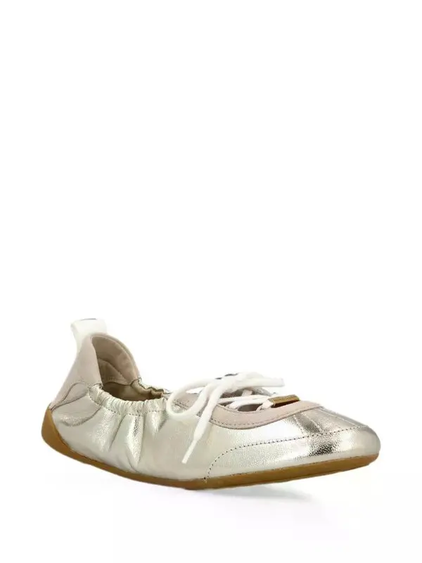 Chloé Metallic Lace-up Ballet Flats