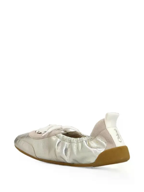 Chloé Metallic Lace-up Ballet Flats