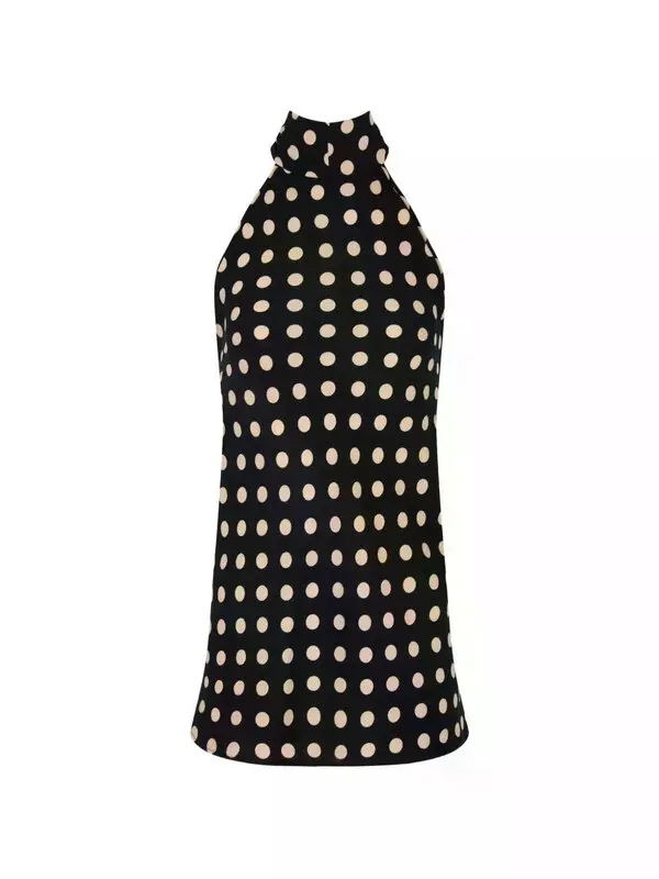 OUD PARIS Halterneck Polka-dot Top - Black