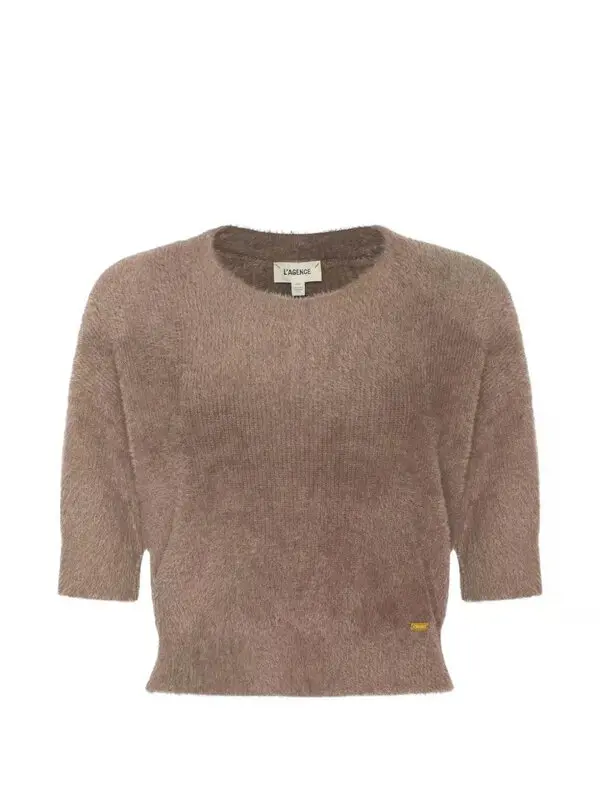 L'Agence Guinevere Fuzzy-knit T-shirt - Brown