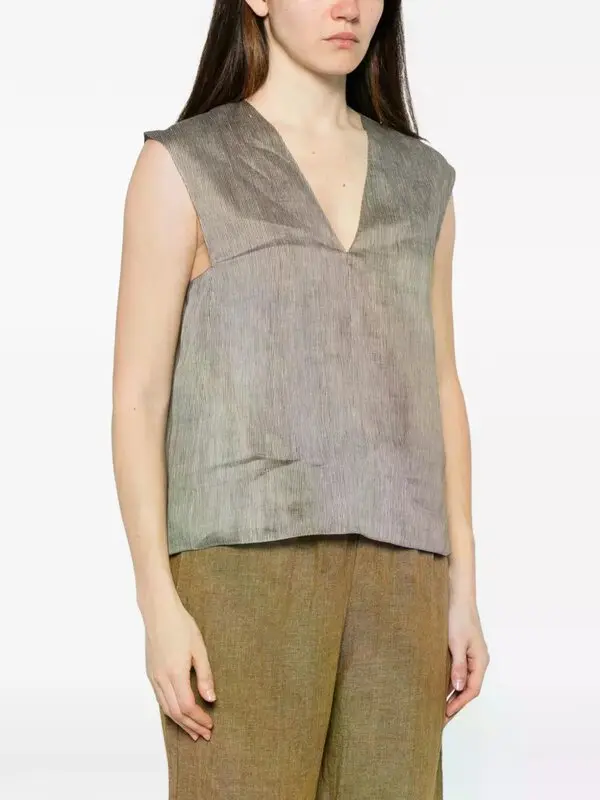 CORTANA Aria Striped V-neck Sleeveless Top