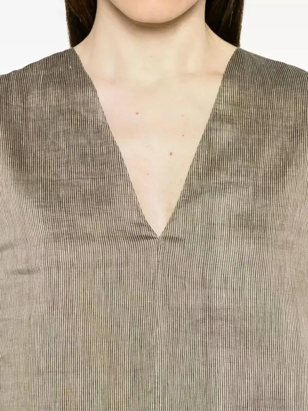 CORTANA Aria Striped V-neck Sleeveless Top