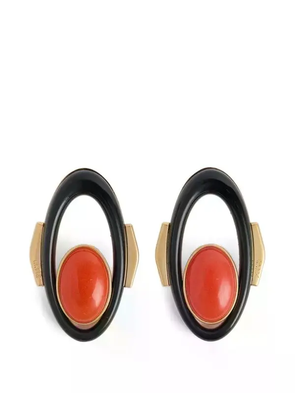 Emilio Pucci Cabochon-embellished Oval-frame Earrings - Gold