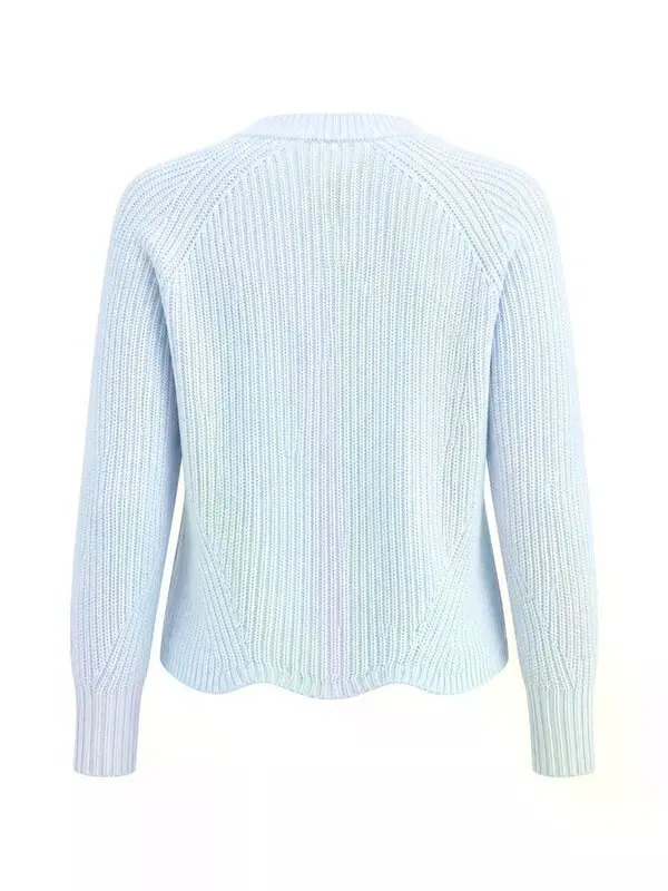Autumn Cashmere Scallop-edge Shaker-stitch Sweater