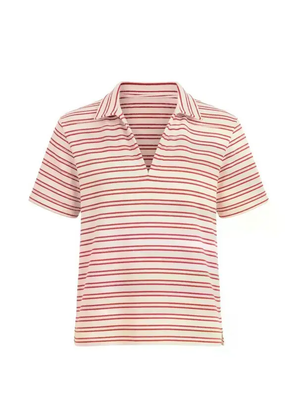 Velvet By Graham & Spencer Stripe Pattern Polo Top - Neutrals