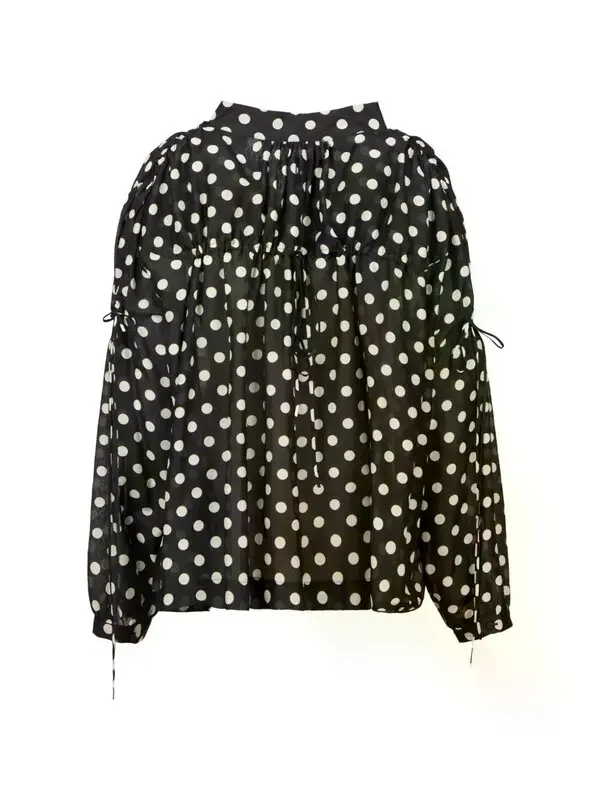HANNES ROETHER Polka-dot Drawstring Blouse - Black