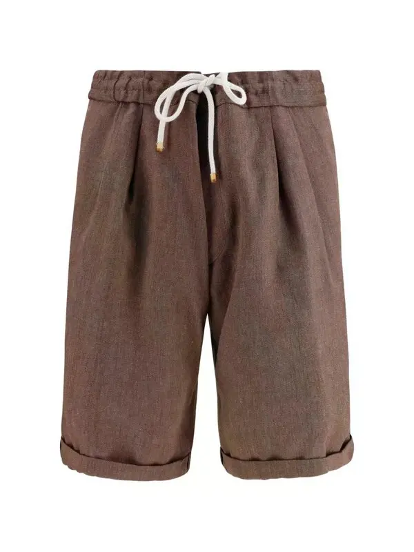 Brunello Cucinelli Chevron Pattern Pleated Shorts