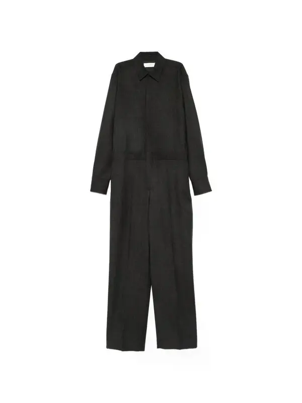Victoria Beckham Dark Melange Effect Polo-collar Jumpsuit - Grey