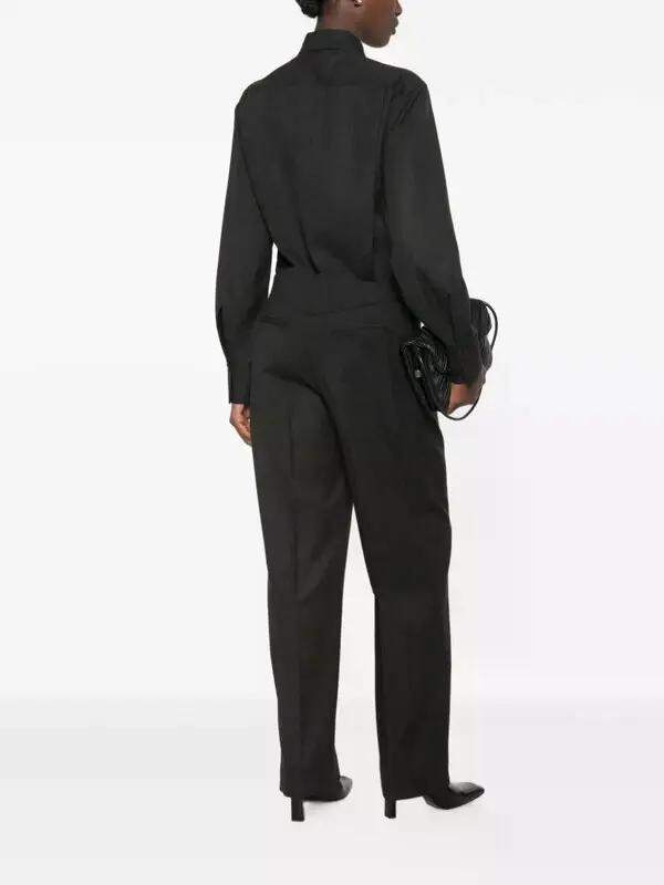Victoria Beckham Dark Melange Effect Polo-collar Jumpsuit