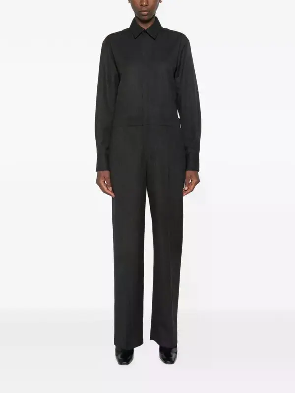 Victoria Beckham Dark Melange Effect Polo-collar Jumpsuit