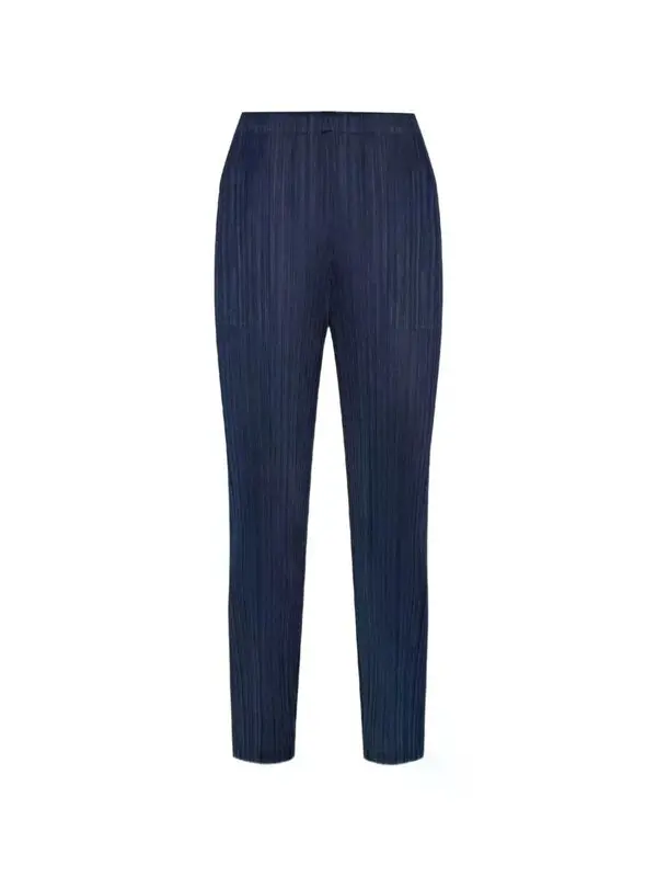 Issey Miyake Navy Plissé Effect Trousers - Blue