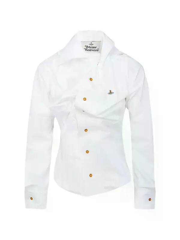 VIVIENNE WESTWOOD Draped Orb-embroidered Shirt - White