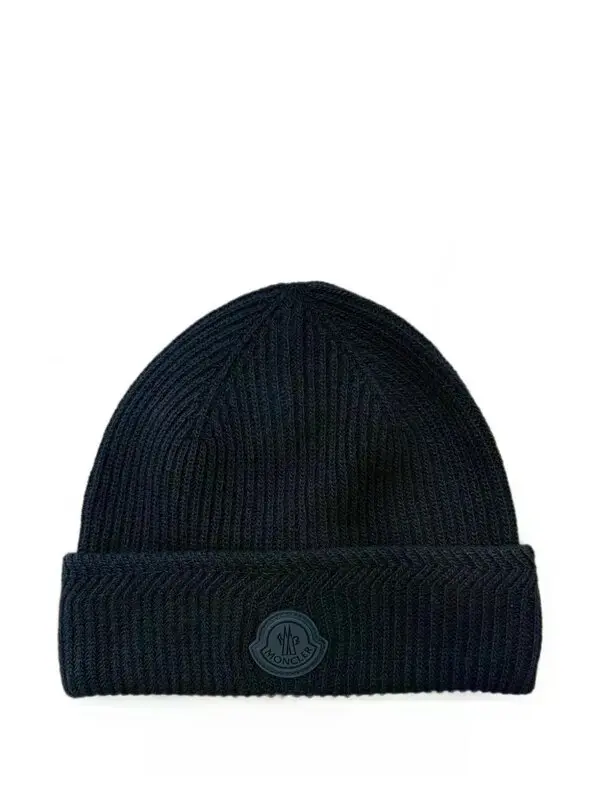 Moncler Ribbed Beanie Hat - Black