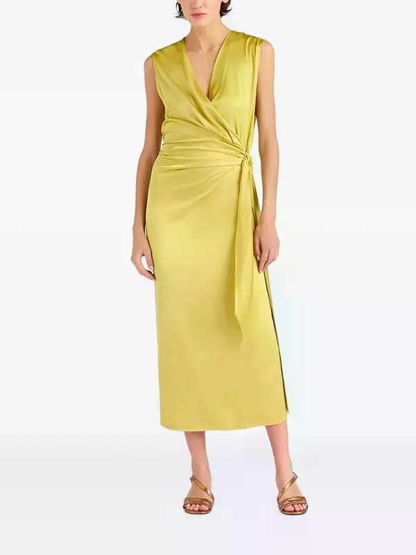 Momoni Roca Draped Satin Midi Dress