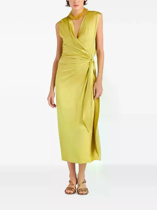 Momoni Roca Draped Satin Midi Dress