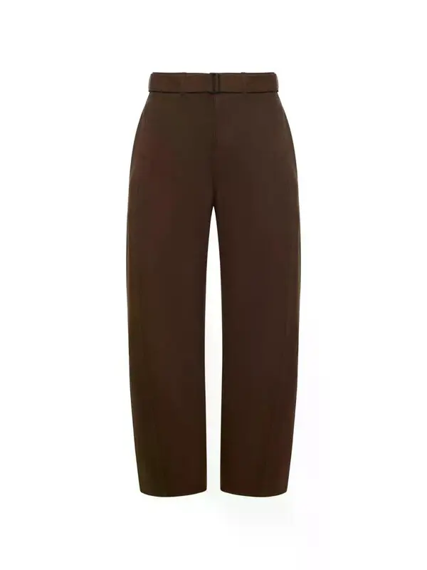 LEMAIRE Belted Vertical-seam Trousers - Brown