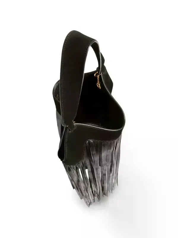 Khaite Nano Lotus Fringed Tote Bag - Black