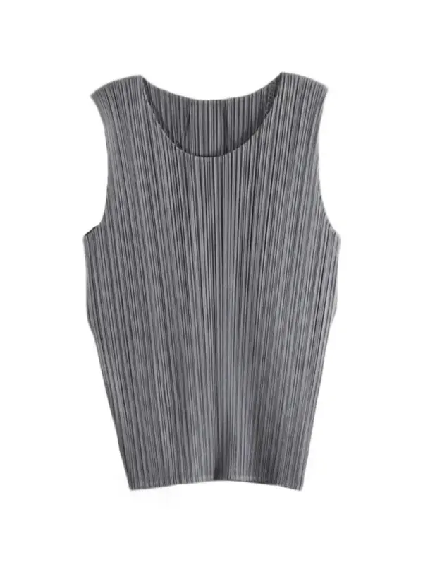 Issey Miyake Sleeveless Pleated Top - Grey
