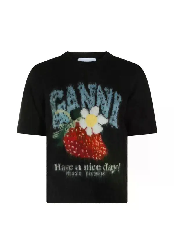 GANNI Intarsia Knit Sweater - Black