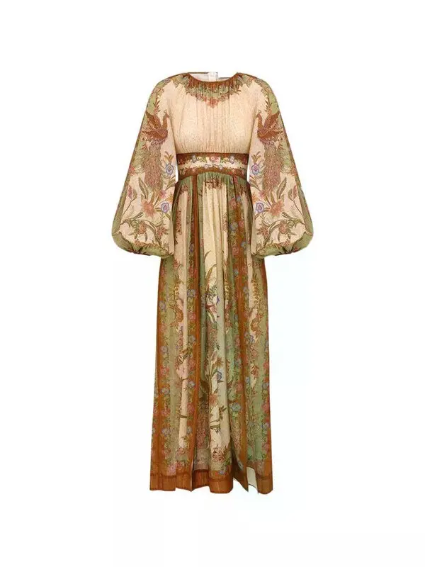 Zimmermann Floral-print Silk-blend Maxi Dress - Neutrals