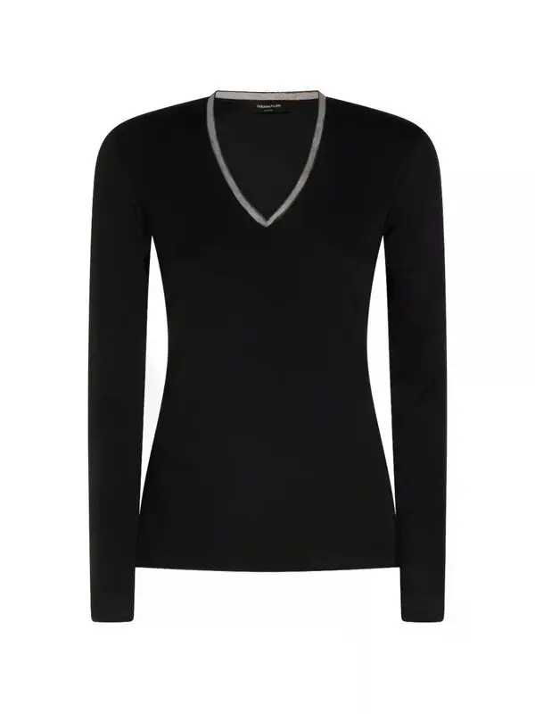 Fabiana Filippi Lace-trim V-neck T-shirt - Black