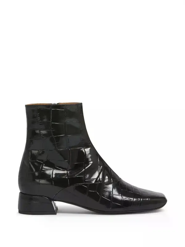Marni Croc-effect Leather Ankle Boots - Black